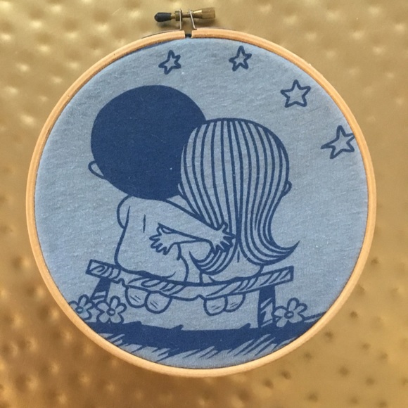 Wall Decor | Wall Art Couple On Bench Cartoon Comic Embroidery Hoop ...